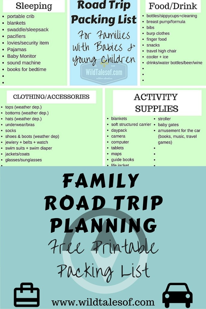 Road Trip Packing List For Families With Babies And Young Children